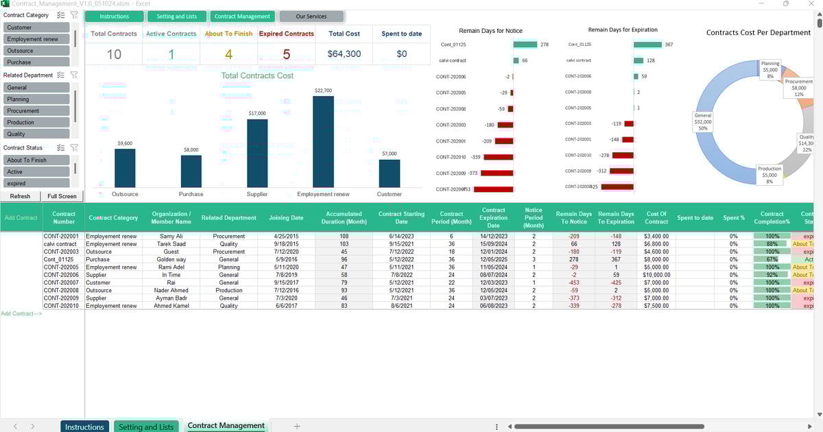 Contract Management Excel Master